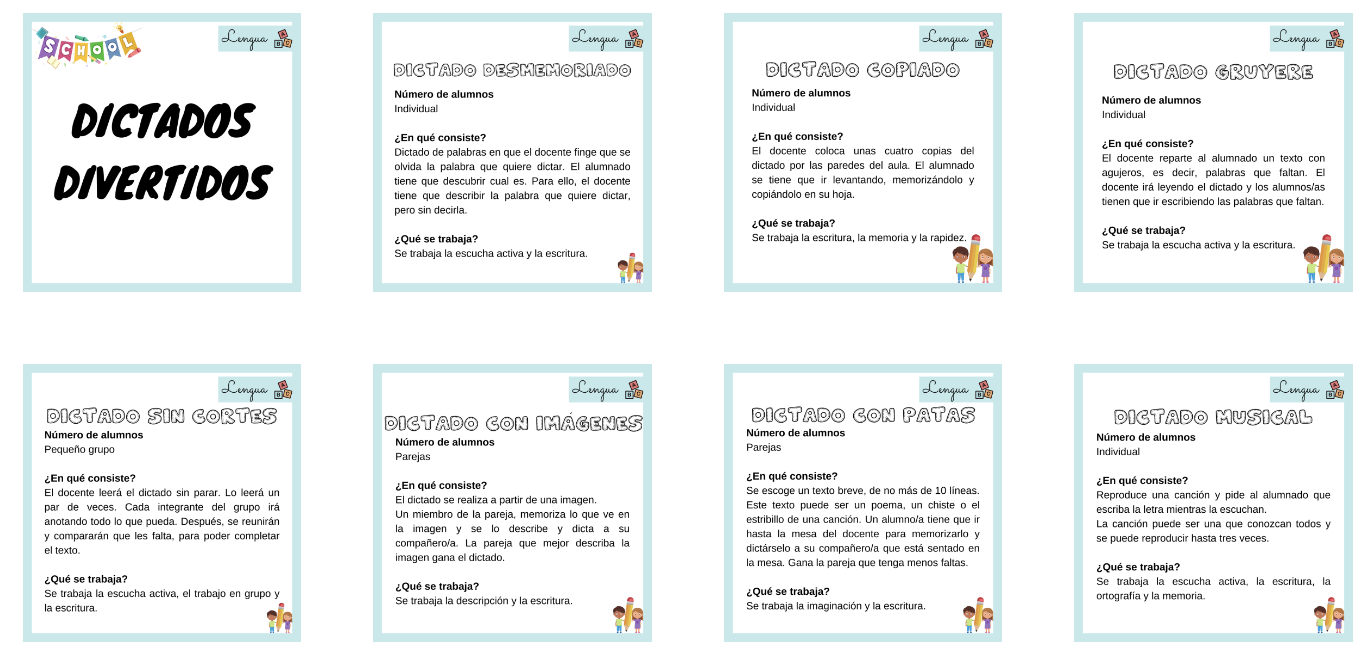 Recopilatorio de 12 dictados divertidos y diferentes para hacer en tus ...