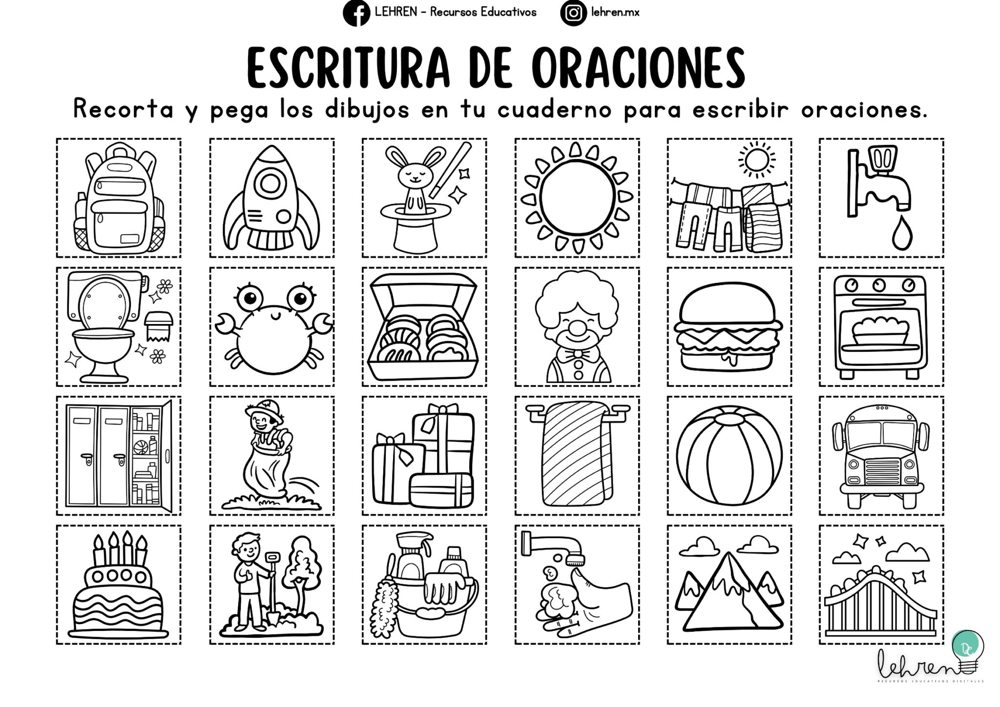 Fichas para trabajar la escritura de oraciones -Orientacion Andujar