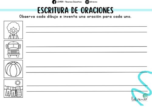 Fichas para trabajar la escritura de oraciones -Orientacion Andujar
