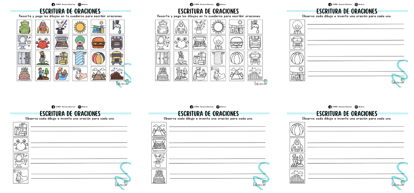 Fichas para trabajar la escritura de oraciones -Orientacion Andujar