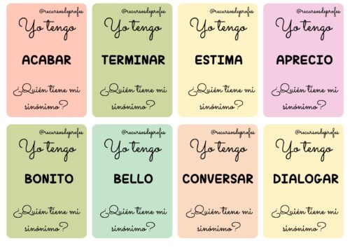 Juegos de lengua Los sinónimos Yo tengo ¿Quién tiene? -Orientacion Andujar