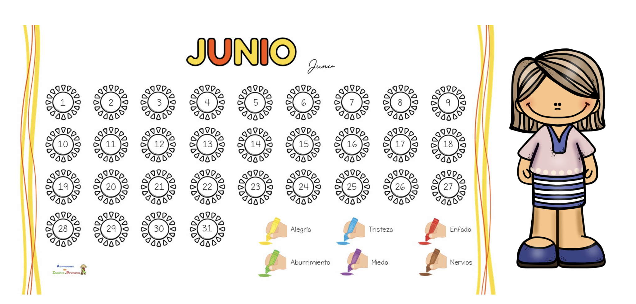 Junio 2024 calendario de mis emociones para tus clases -Orientacion Andujar