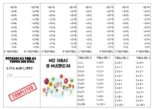 MINILIBRO PERSONAL PARA TRABAJAR LAS TABLAS DE MULTIPLICAR EN PRIMARIA ...