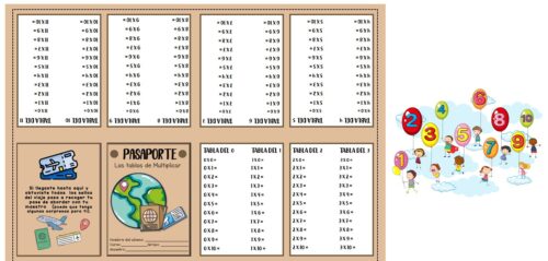 PASAPORTE DE LAS TABLAS MULTIPLICAR FORMATO MINILIBRO -Orientacion Andujar