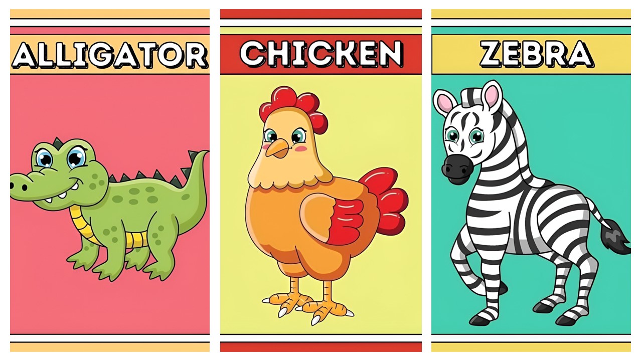 Coloridos carteles para aprender el nombre de los animales en inglés ...