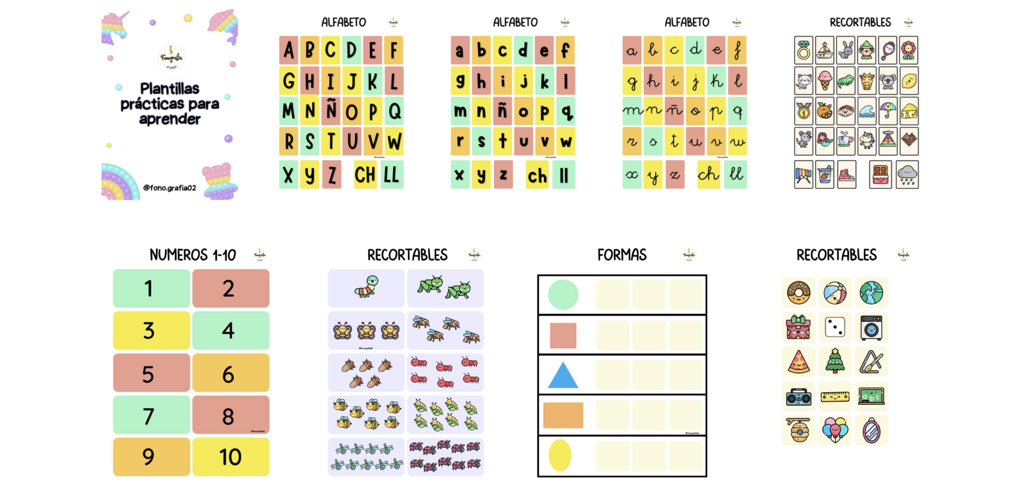 Apoyo visual para la mesa de los mas peques, abecedario y números