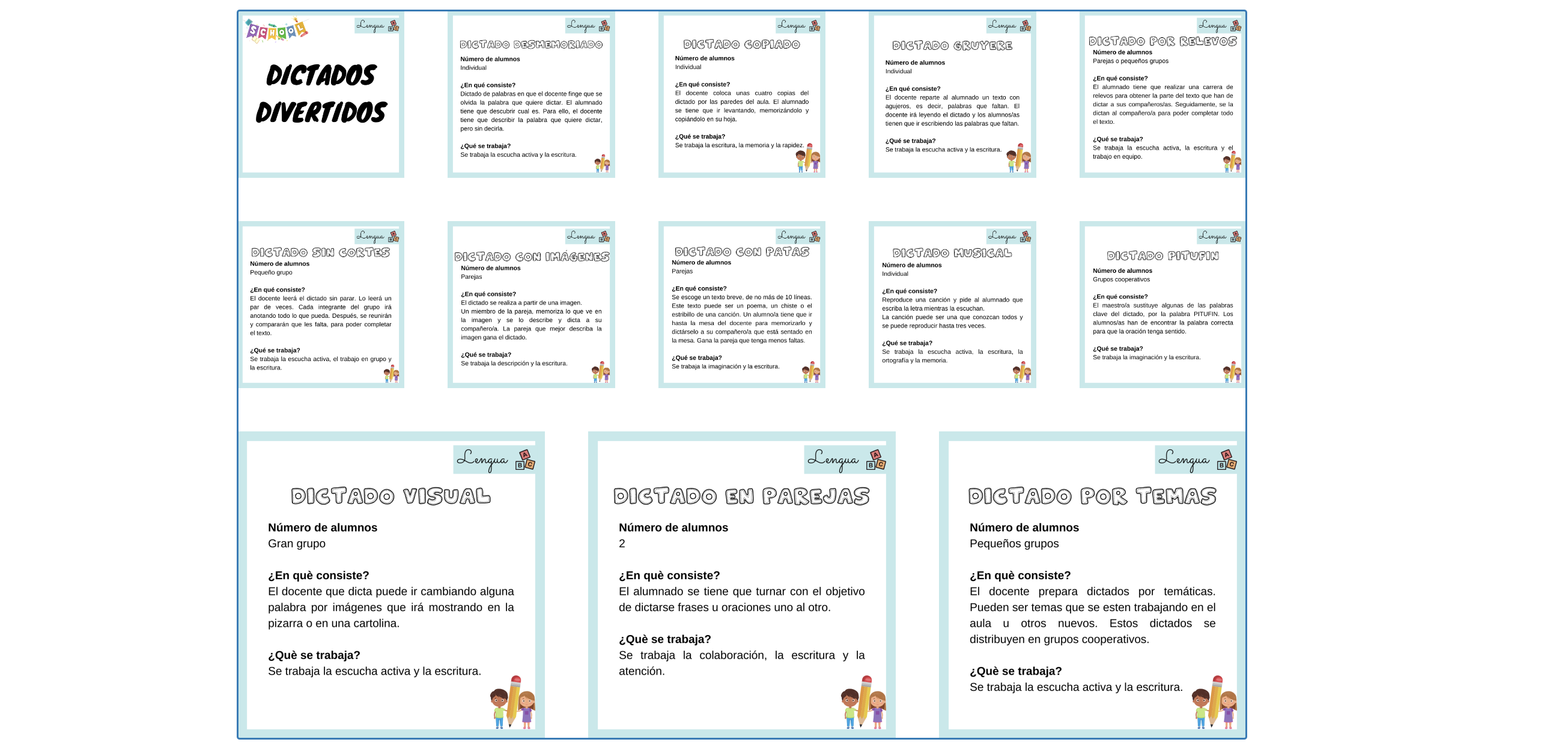 Recopilatorio de 12 dictados divertidos y diferentes para hacer en tus ...