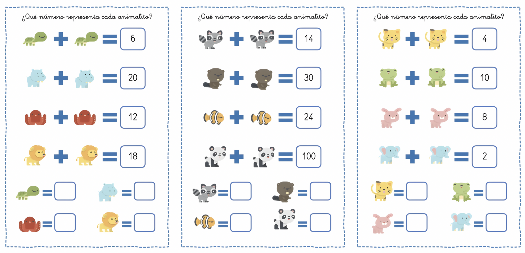 Sumas con imágenes de divertidos animales -Orientacion Andujar