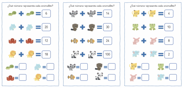 Sumas con imágenes de divertidos animales -Orientacion Andujar