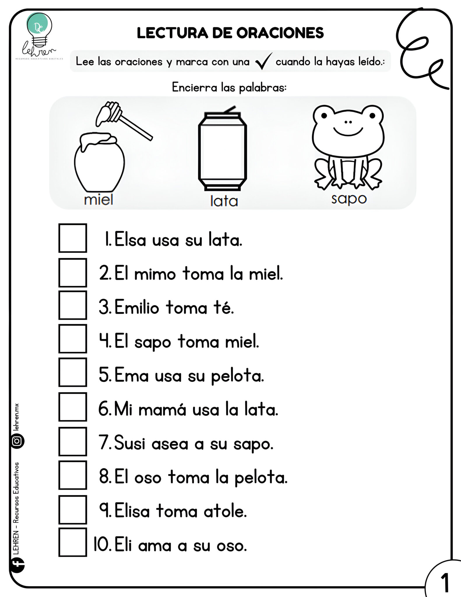 Lectura de oraciones sencillas para alumnos de Infantil -Orientacion ...