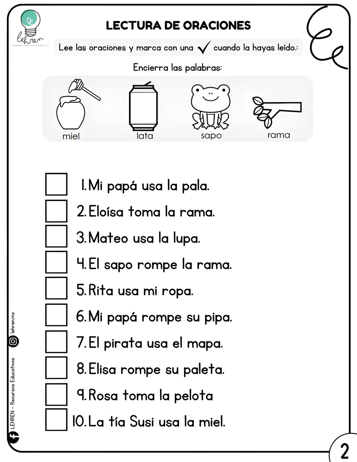 Lectura de oraciones sencillas para alumnos de Infantil -Orientacion ...