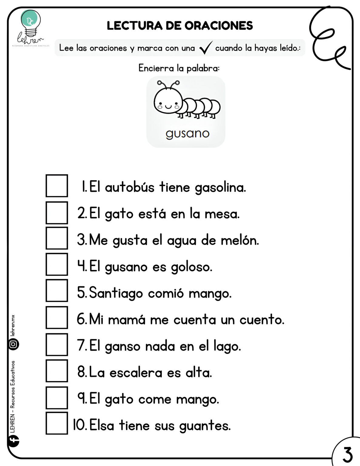 Lectura de oraciones sencillas para alumnos de Infantil -Orientacion ...