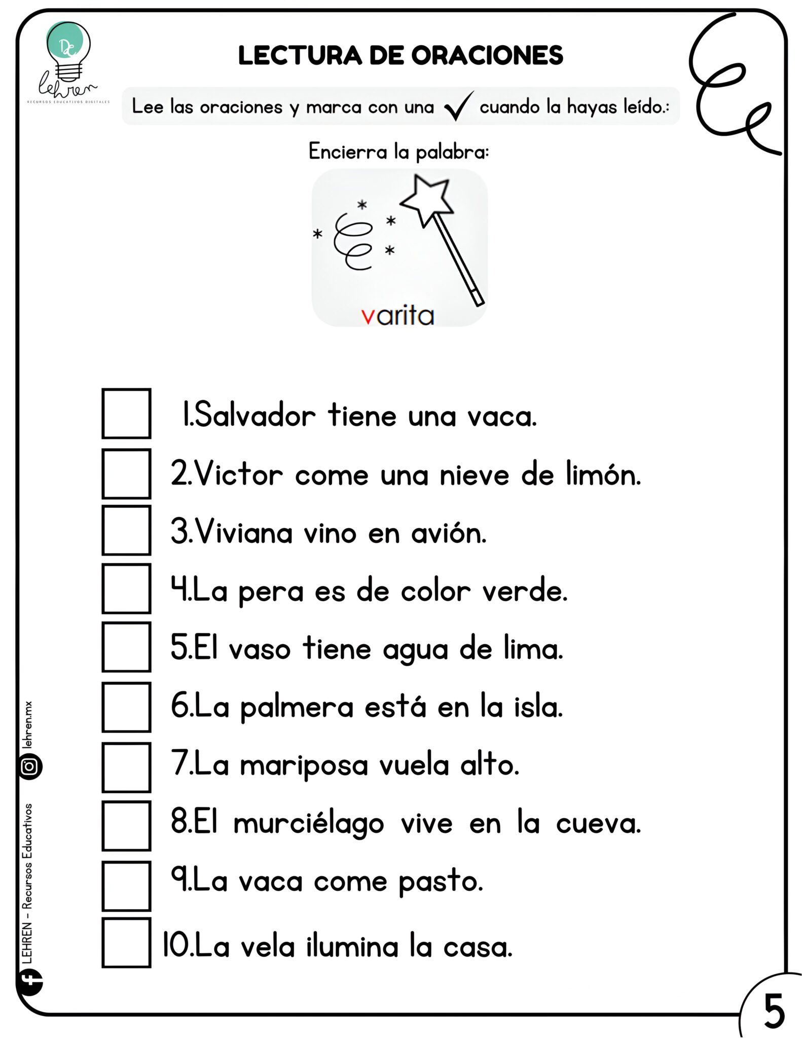 Lectura de oraciones sencillas para alumnos de Infantil -Orientacion ...
