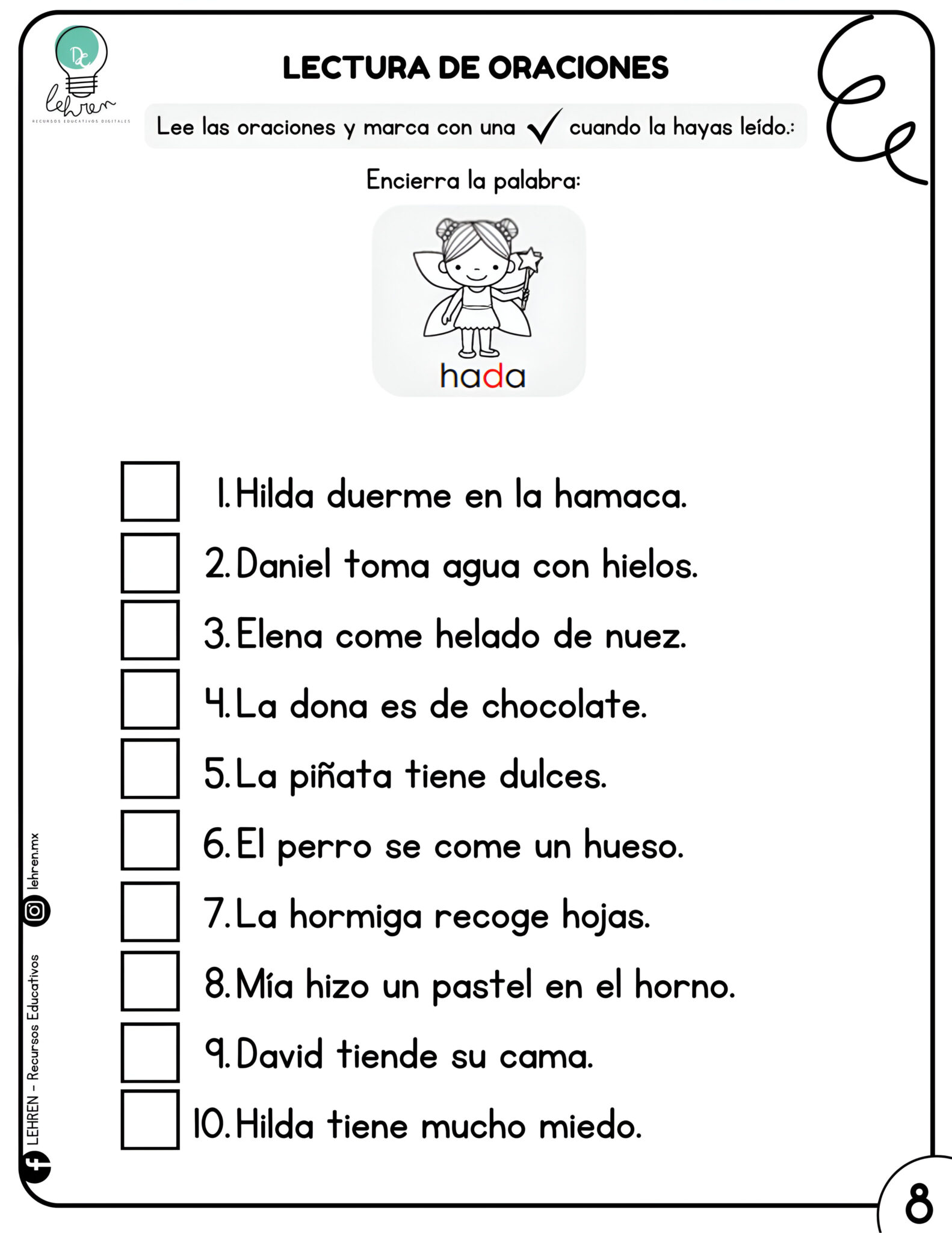 Lectura de oraciones sencillas para alumnos de Infantil -Orientacion ...