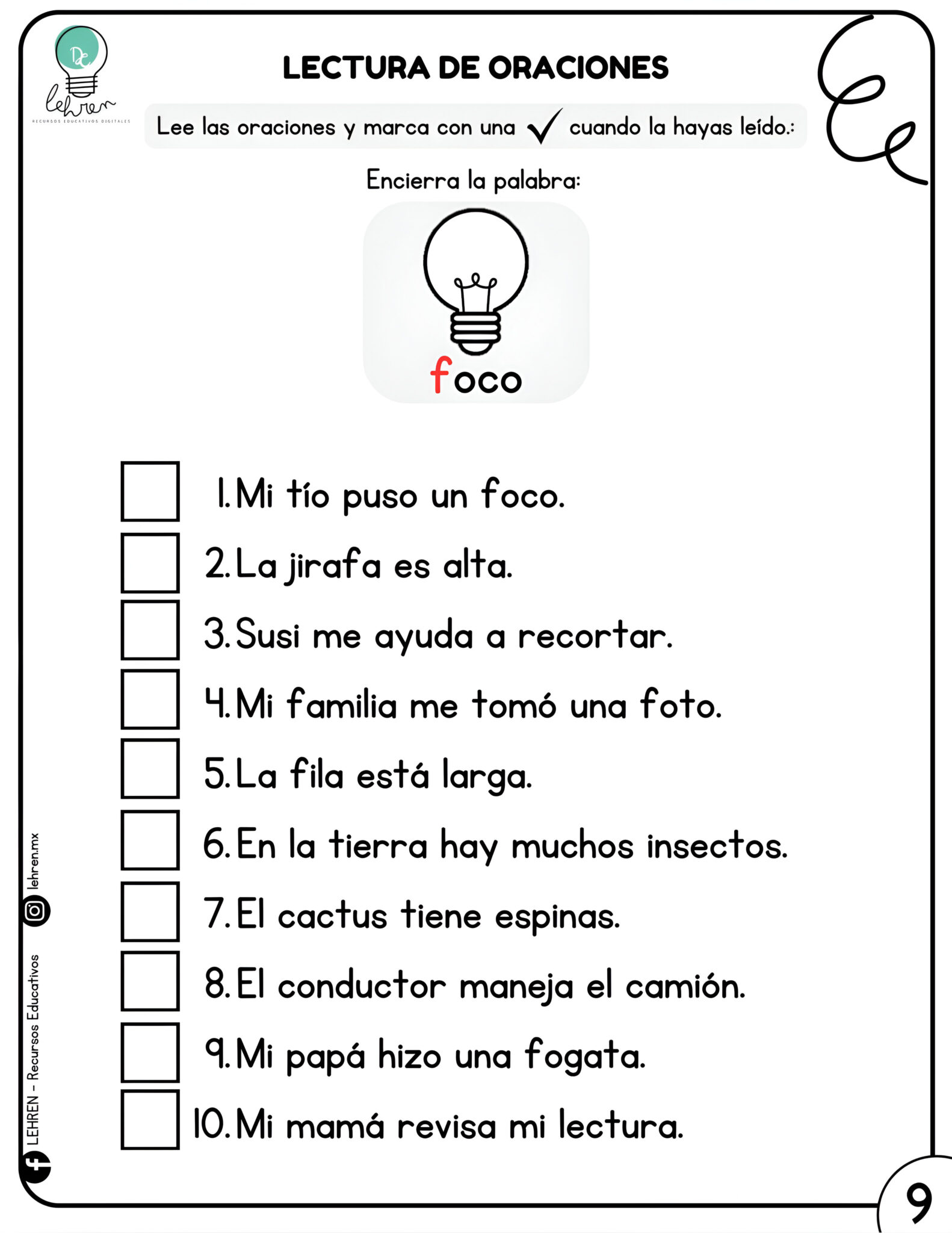 Lectura de oraciones sencillas para alumnos de Infantil -Orientacion ...