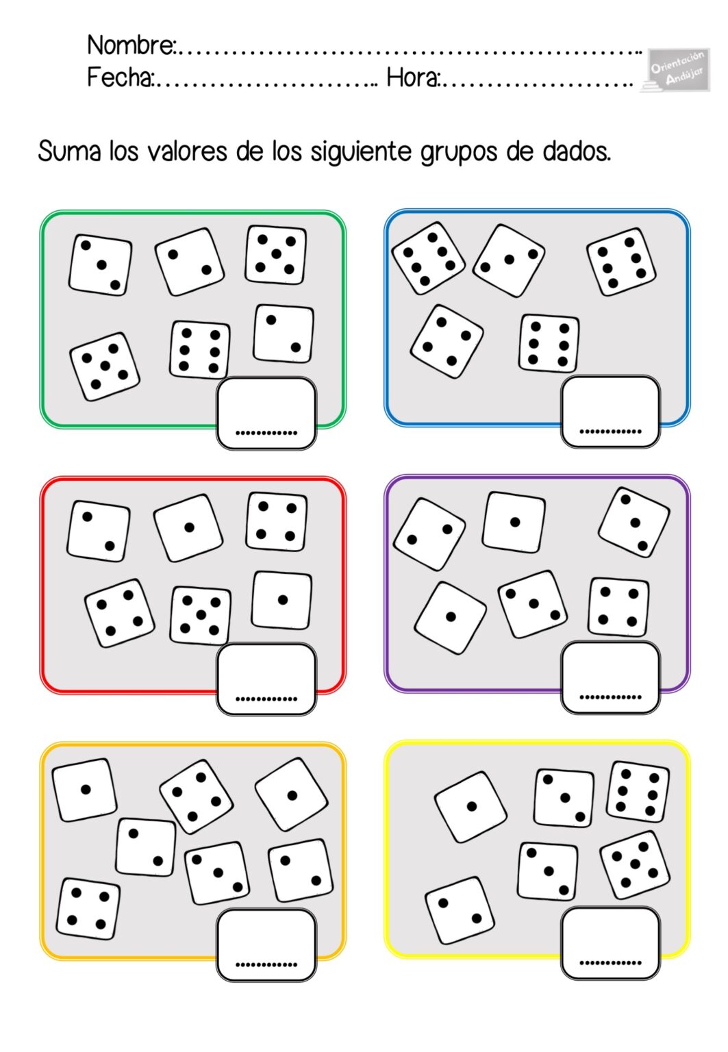 Estimulacion cognitiva ejercicios de suma de dados nivel inicial ...