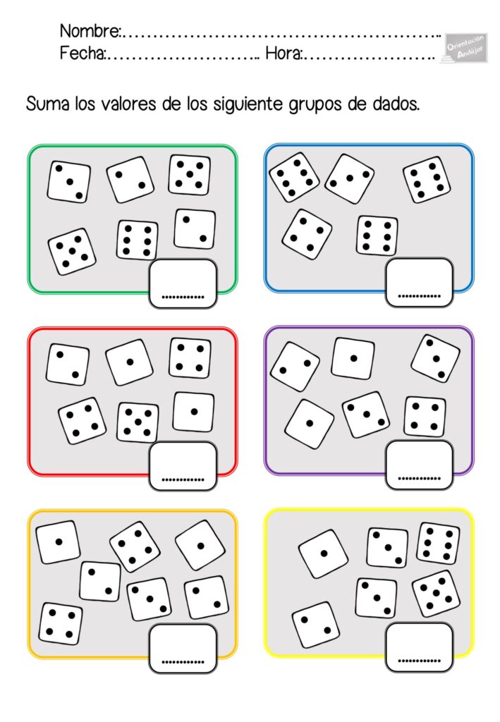 Estimulacion cognitiva ejercicios de suma de dados nivel inicial ...