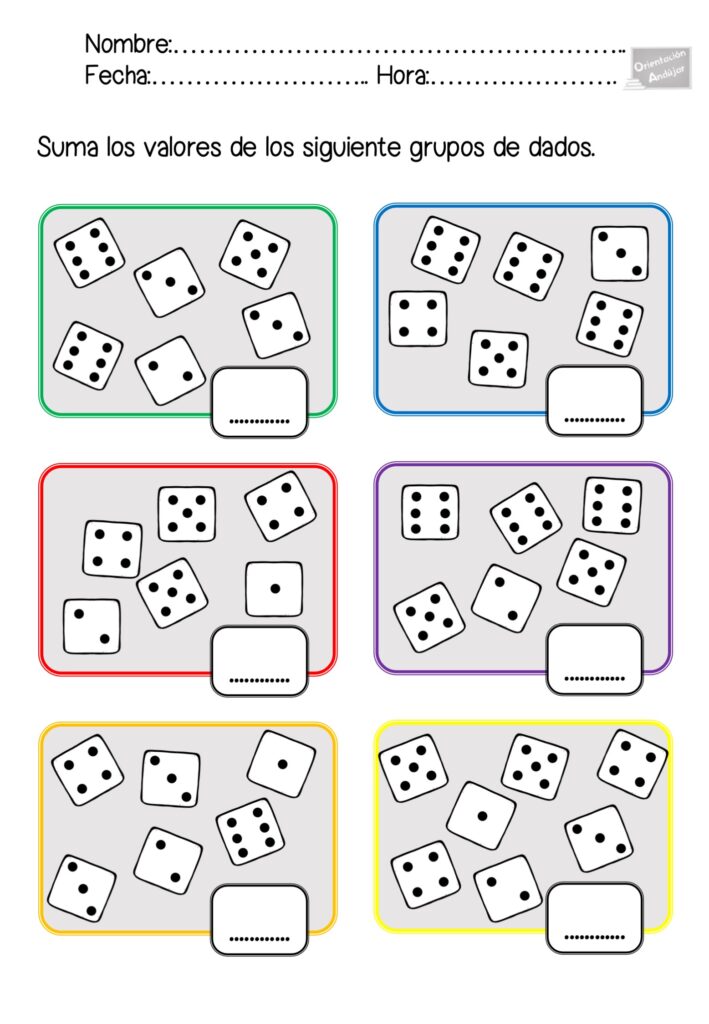 Estimulacion cognitiva ejercicios de suma de dados nivel inicial ...