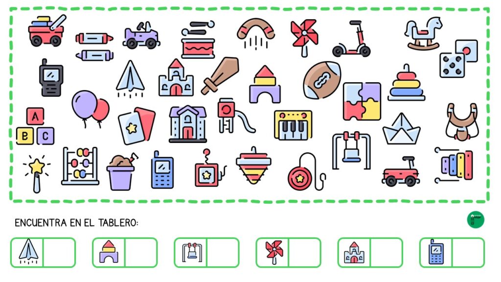 Tableros para ejercitar la agudeza visual: Busca y encuentra -Orientacion Andujar