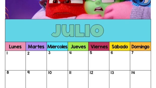 CALENDARIO JULIO 2024 PARA ANOTACIONES intensamente 2 del reves 2 (4 ...