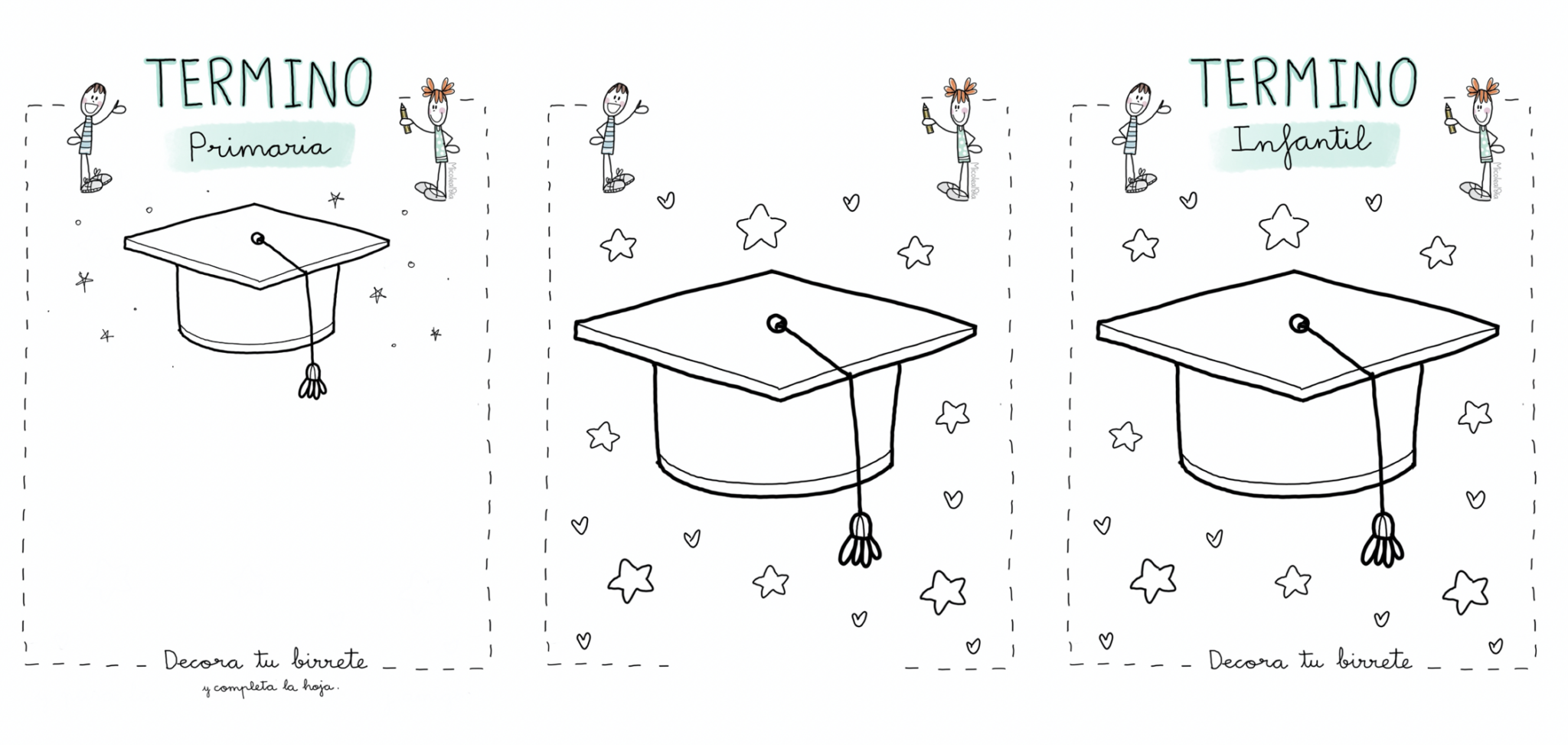 Plantillas birretes creativos termino Infantil y termino Primaria ...