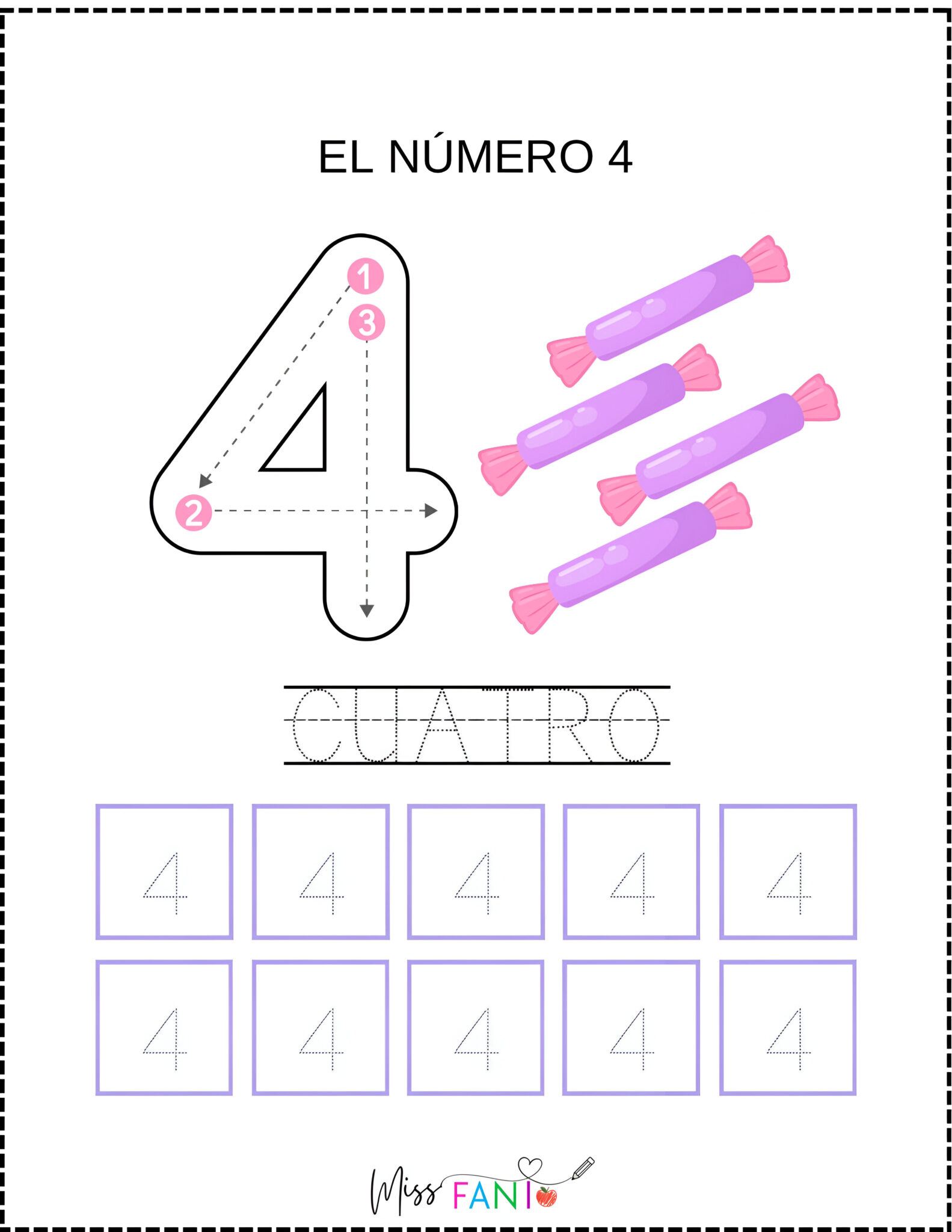 Fichas de trazos de números para Infantil -Orientacion Andujar