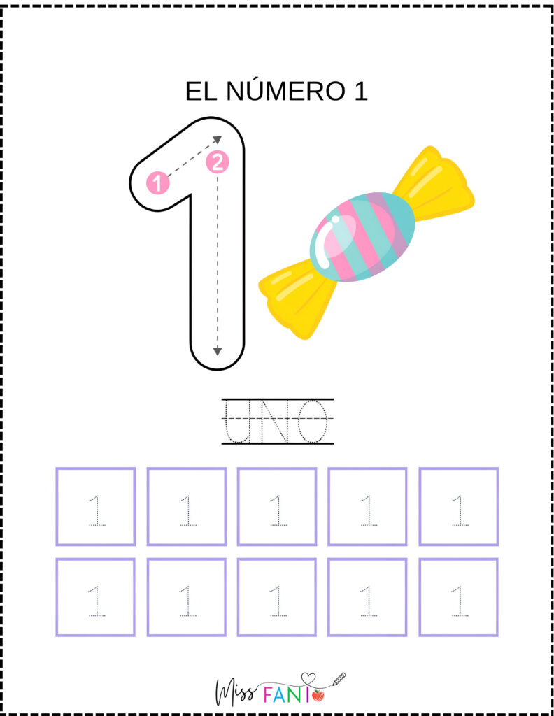 Fichas de trazos de números para Infantil -Orientacion Andujar