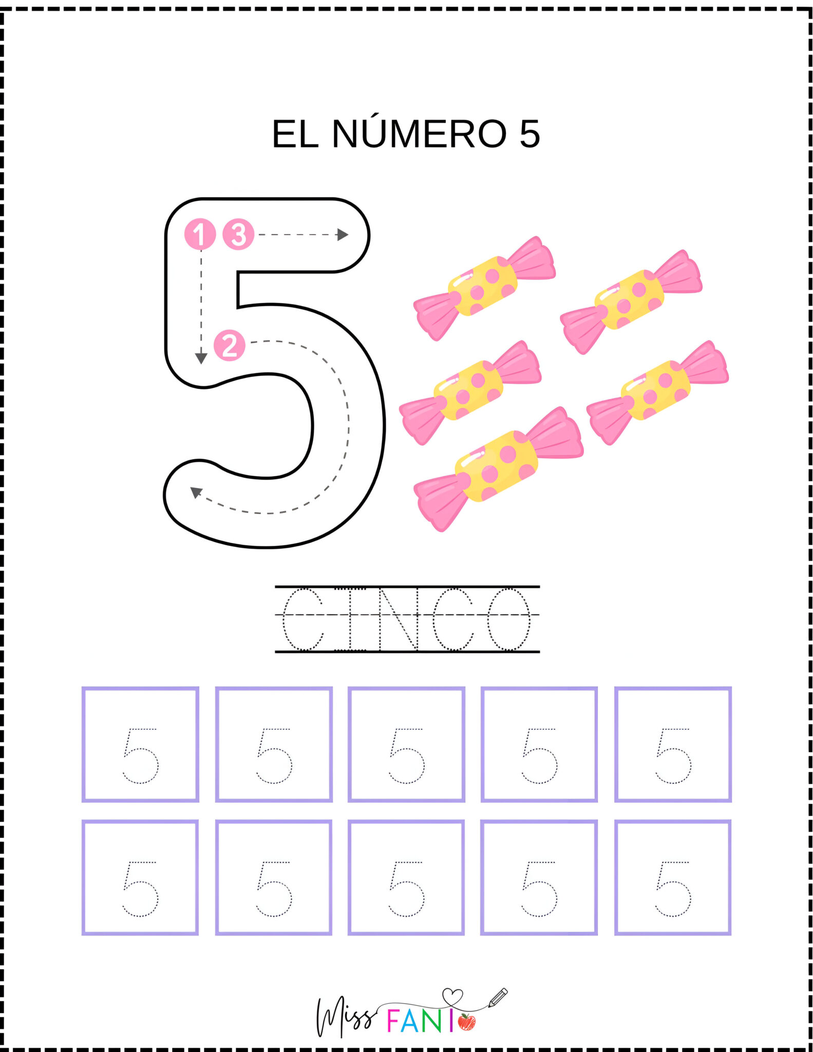 Fichas de trazos de números para Infantil -Orientacion Andujar