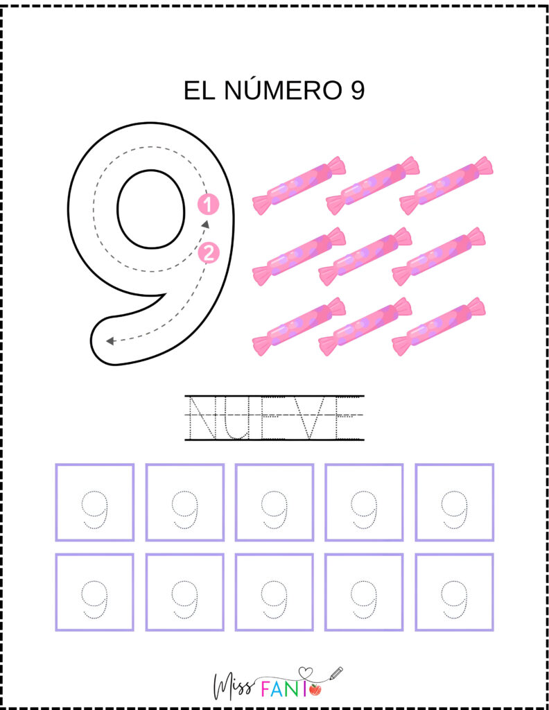 Fichas de trazos de números para Infantil -Orientacion Andujar