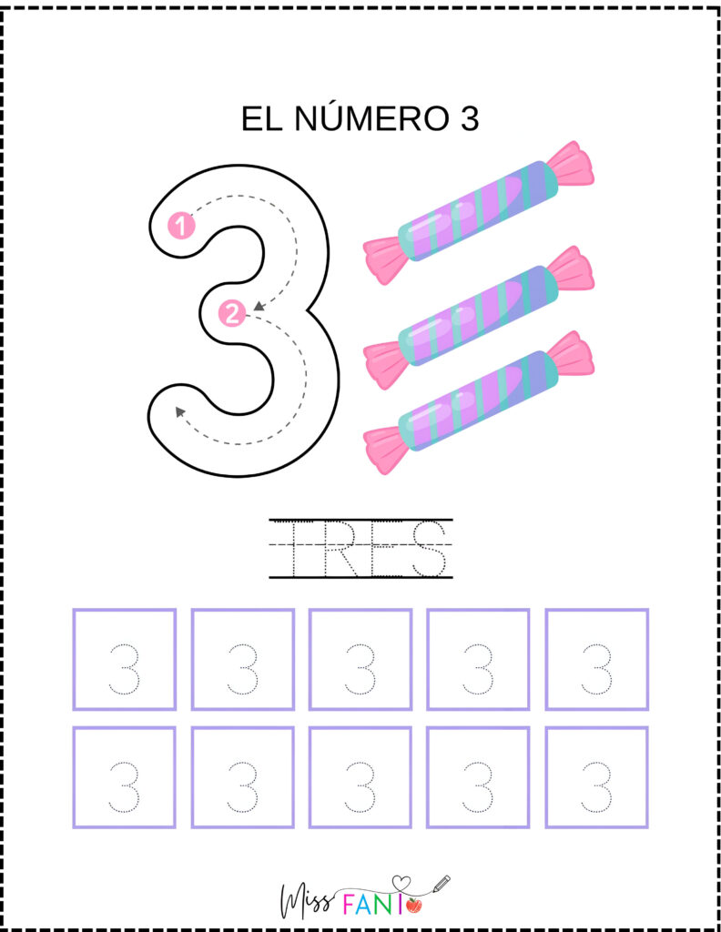 Fichas de trazos de números para Infantil -Orientacion Andujar