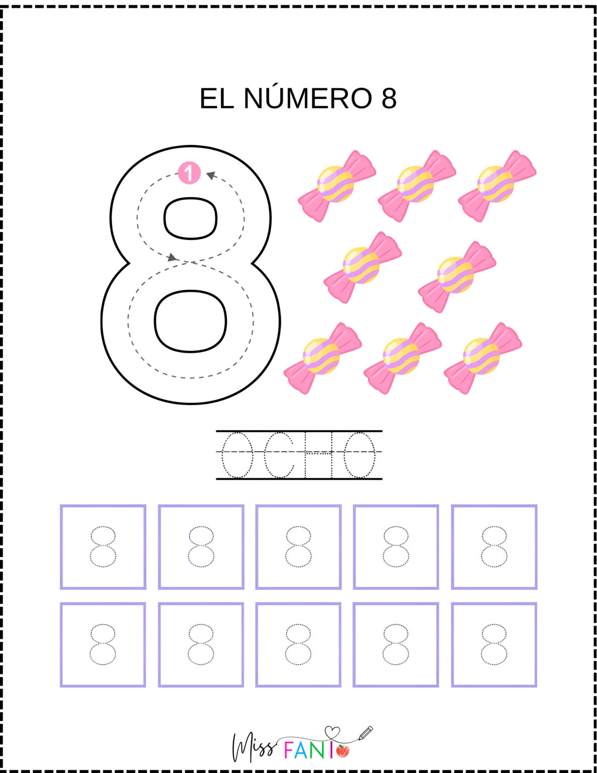 Fichas de trazos de números para Infantil -Orientacion Andujar