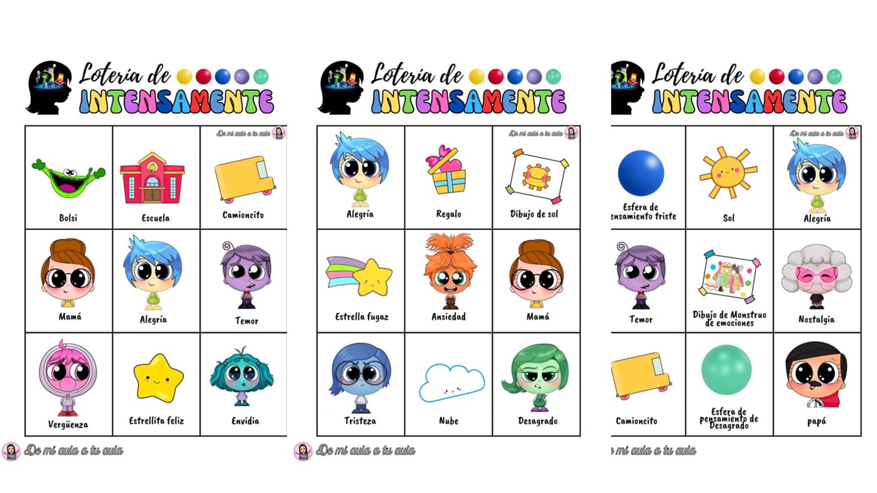 Lotería de imágenes de Intensamente -Orientacion Andujar