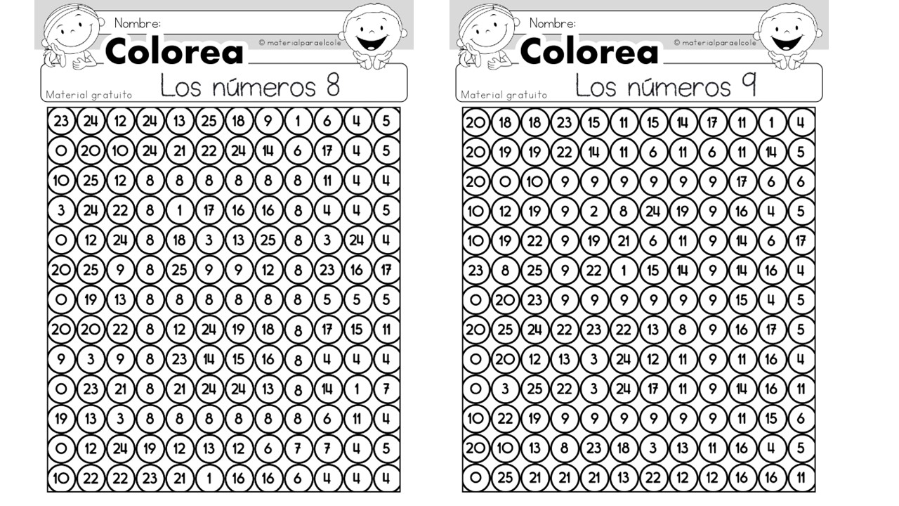 Fichas de atención para los más pequeños con números -Orientacion Andujar
