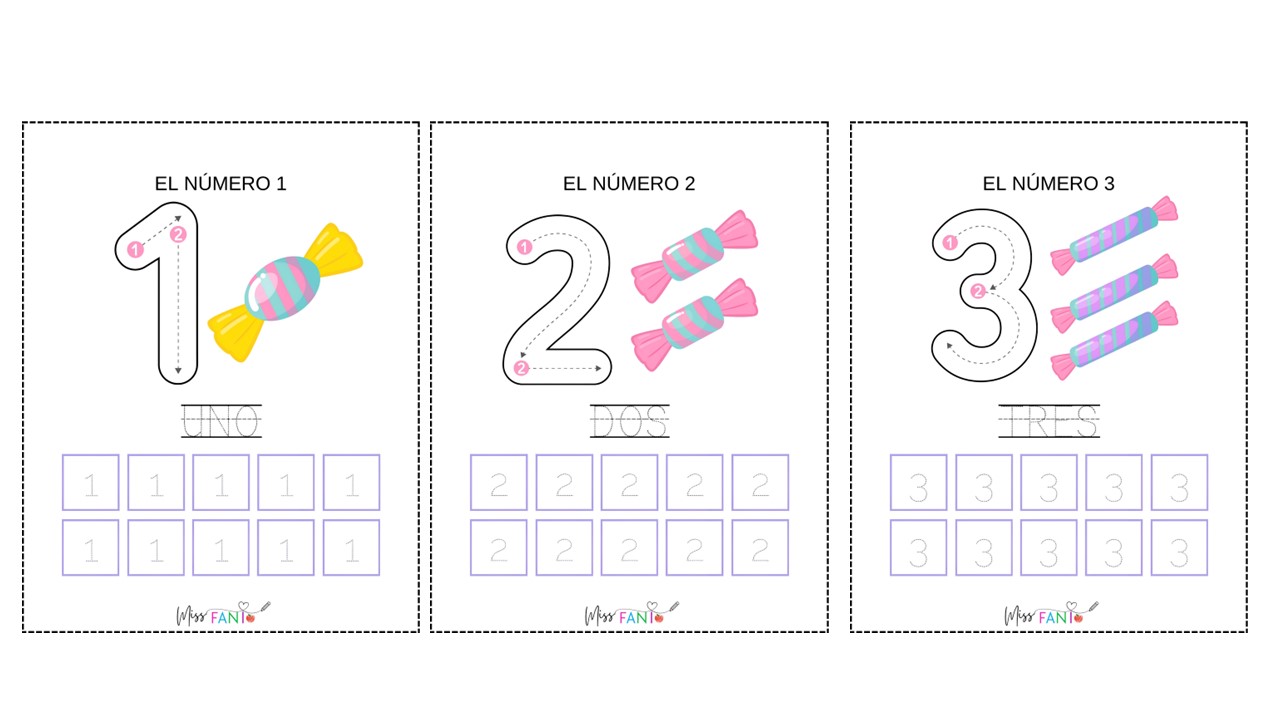 Fichas de trazos de números para Infantil -Orientacion Andujar