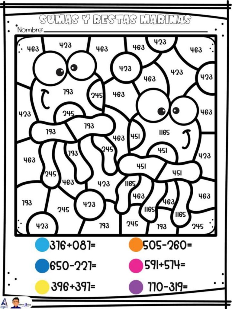 Sumas y restas con motivos marinos para divertirse en verano ...