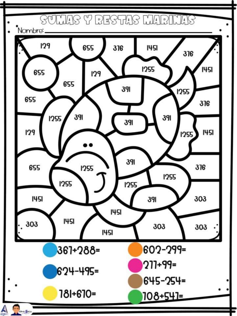 Dibujos para colorear con los resultados de las sumas y restas ...