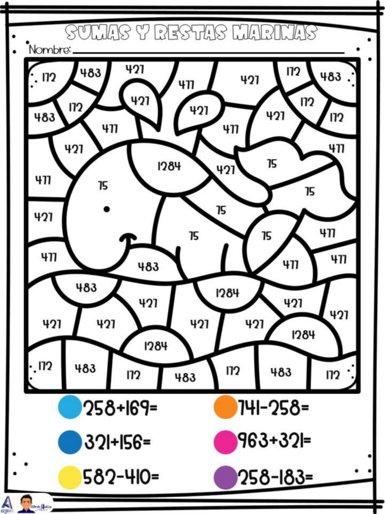 Dibujos para colorear con los resultados de las sumas y restas ...