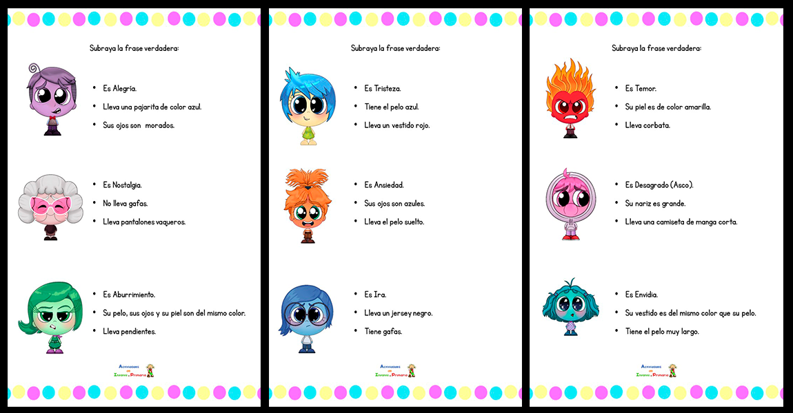 Inside Out (Intensamente – Del revés 2) Comprensión lectora de frases ...