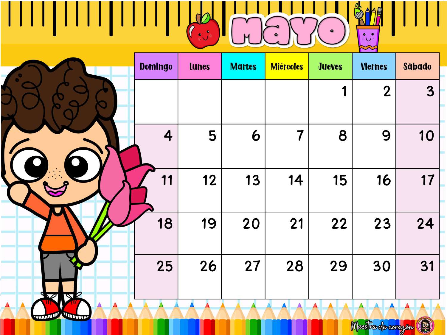 Organizador mensual aula curso 2024-2025 - Actividades de infantil y ...