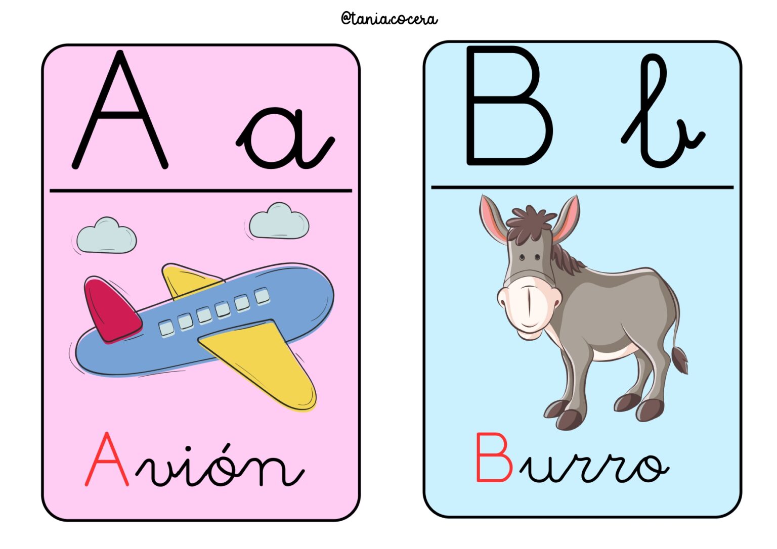 Tarjetitas ilustrativas: El abecedario en letra escolar -Orientacion ...