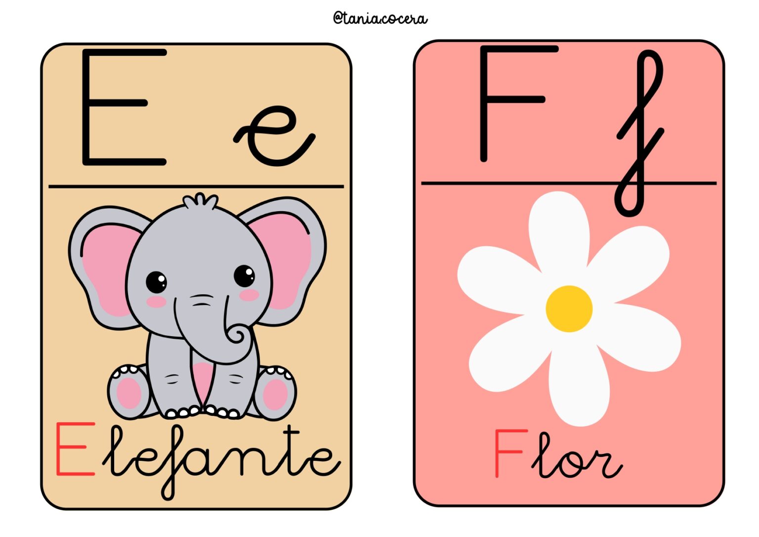 Tarjetitas ilustrativas: El abecedario en letra escolar -Orientacion ...