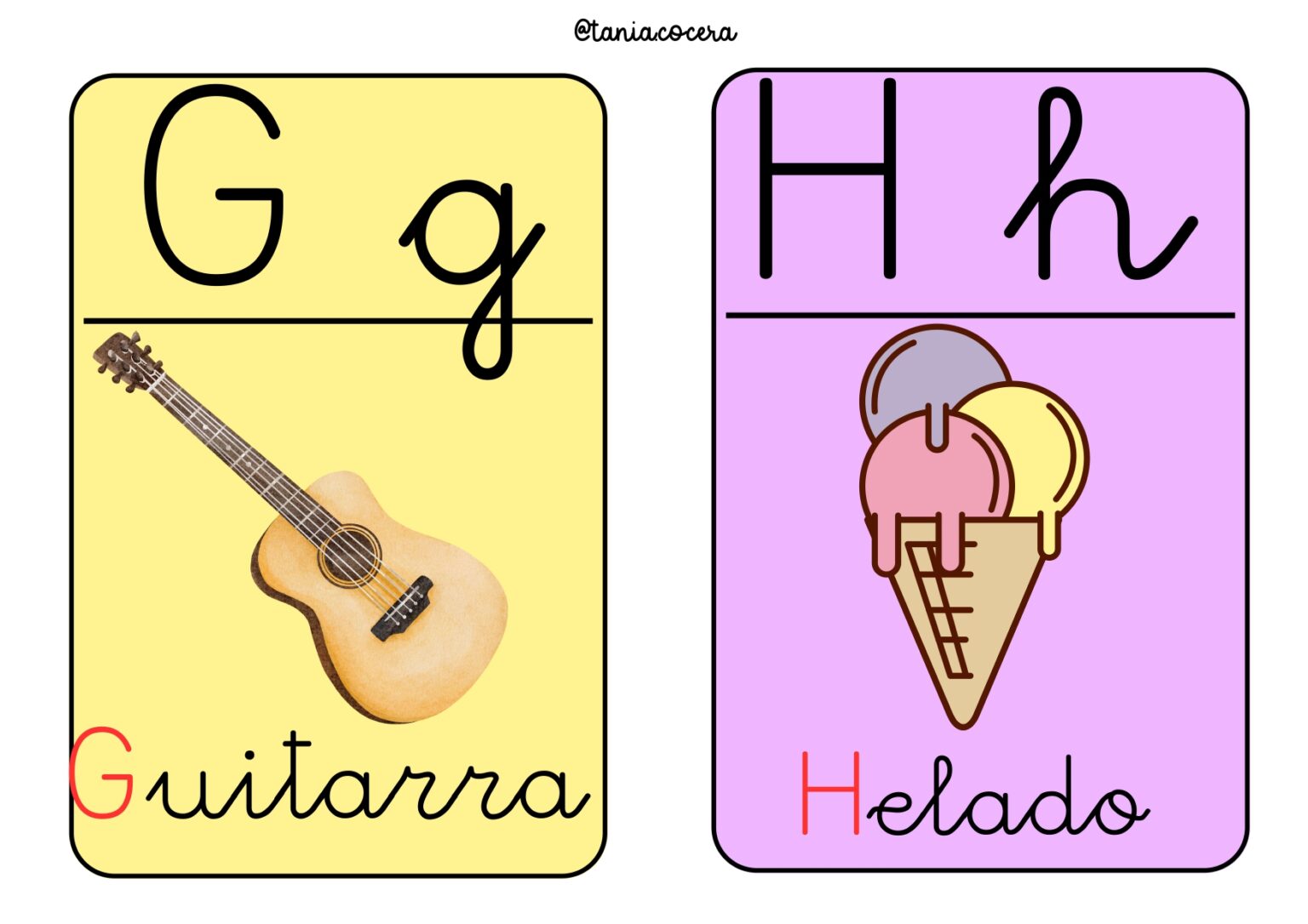 Tarjetitas ilustrativas: El abecedario en letra escolar -Orientacion ...