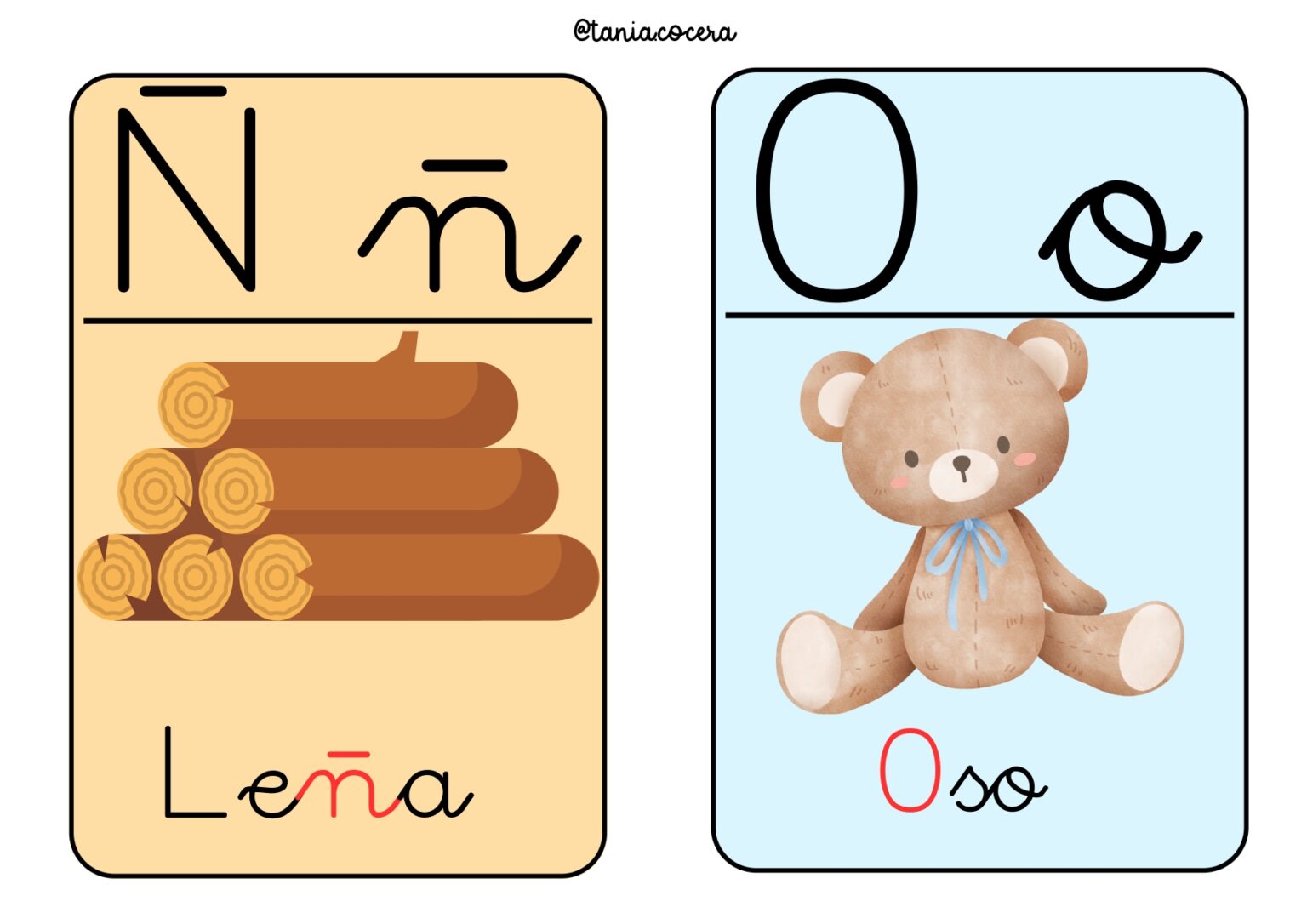 Tarjetitas ilustrativas: El abecedario en letra escolar -Orientacion ...