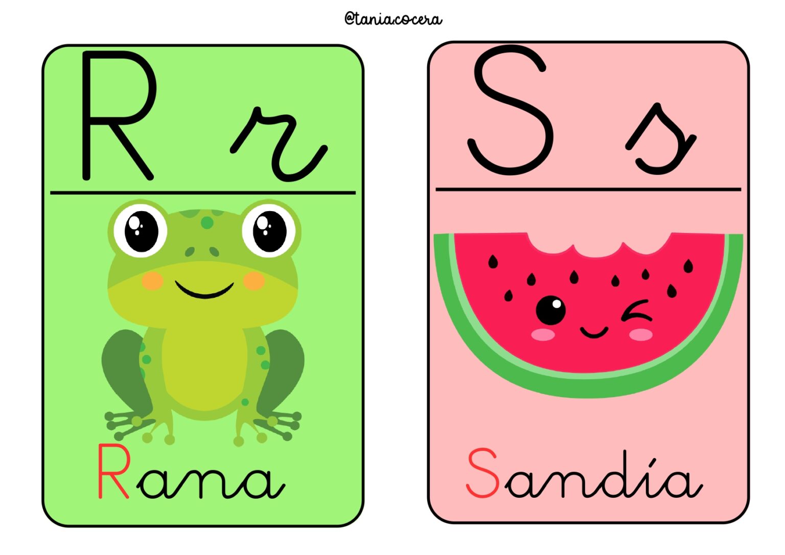 Tarjetitas ilustrativas: El abecedario en letra escolar -Orientacion ...