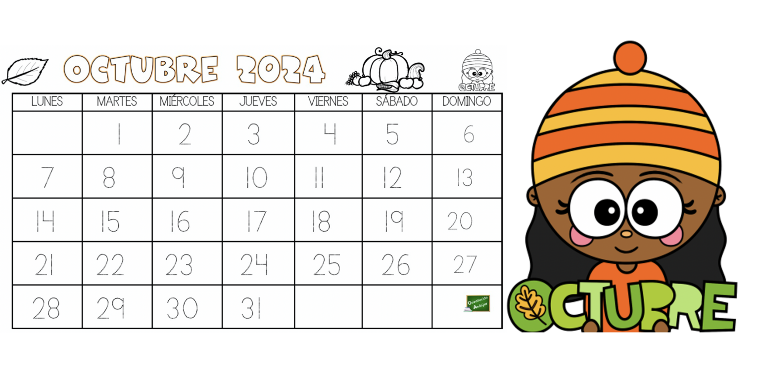 Calendario Punteado de Octubre 2024 para Escritura Numérica: ¡Mejora la ...