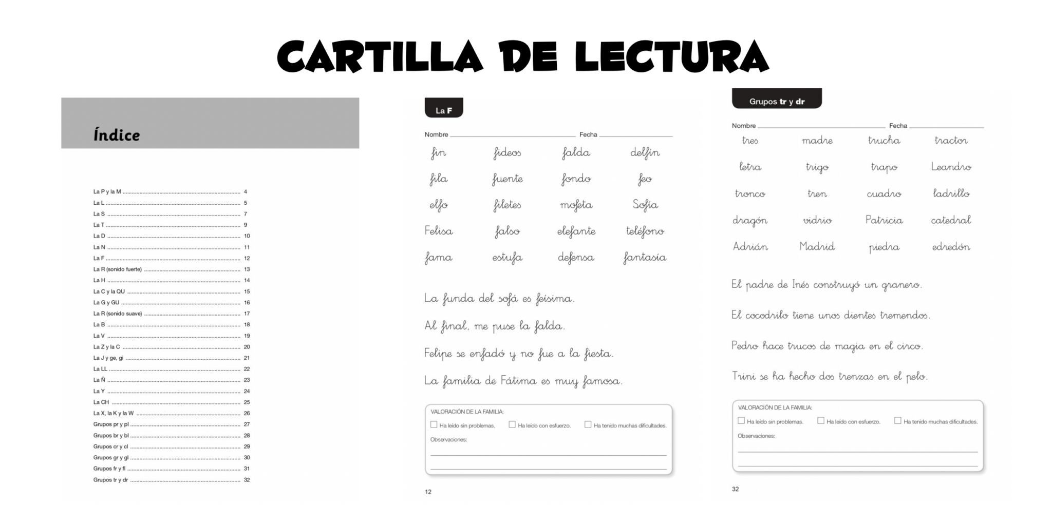 Cartilla de lectura para primero de primaria todas las letras + dífonos ...