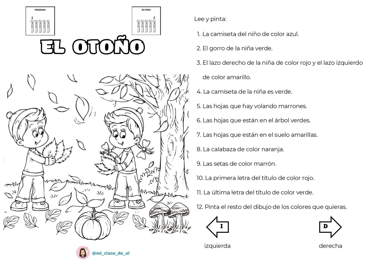 Actividad de comprensión lectora, temática otoño -Orientacion Andujar