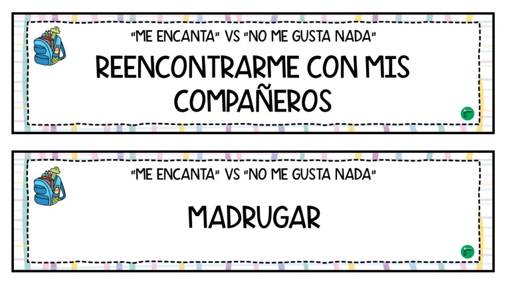 Dinámica para los primeros días de clase: Me encanta vs No me gusta ...