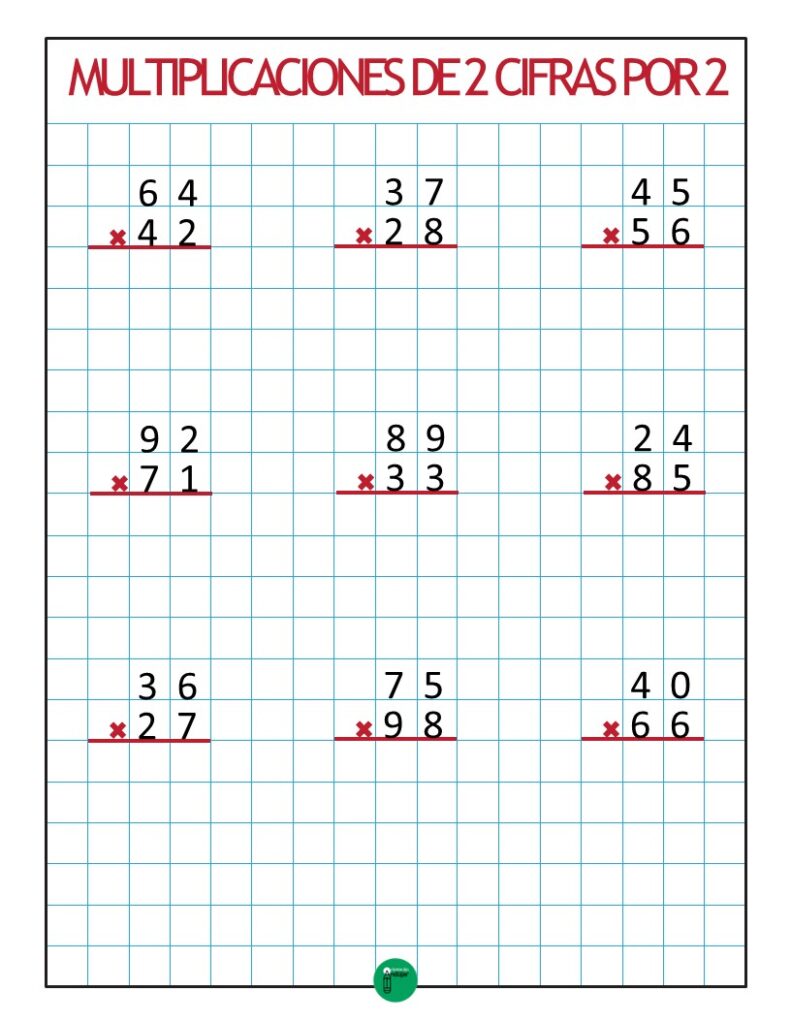 Cuadernillo de multiplicaciones de 2 cifras por 2 cifras -Orientacion ...
