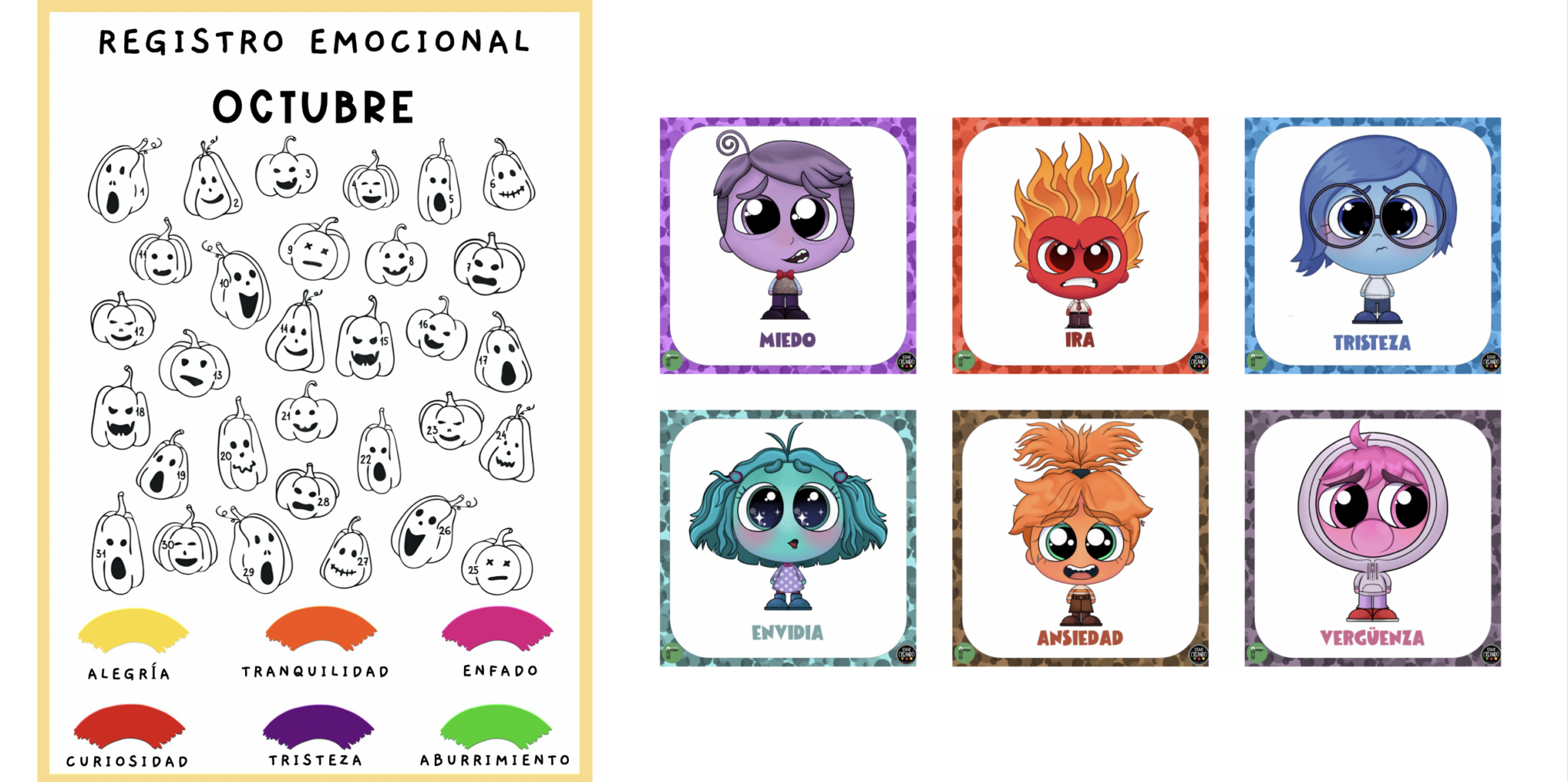 Registro de emociones Octubre 2024 CALABAZAS Halloween mood tracker ...